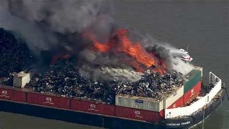 Massive Fire Erupts On Scrap Metal Barge In Delaware Bay Abc11