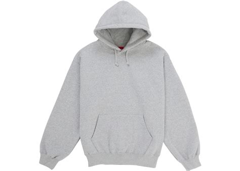 Supreme Satin Applique Hooded Sweatshirt Ss26 Heather Grey Mens