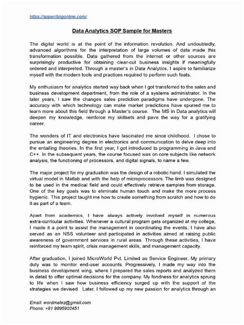 Data Analytics Sop Sample For Ms Pdf Pdf