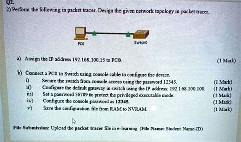 solved 02 2 perform the following in packet tracer design the given