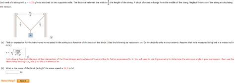 solved each end of a string with μ 4 70 g m is attached to
