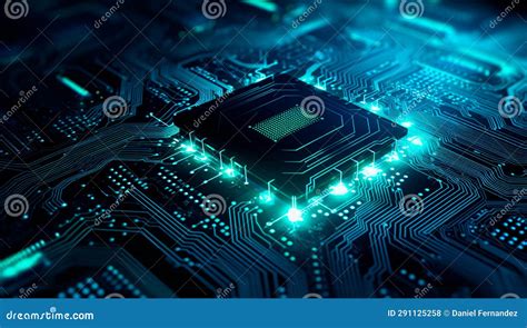 A Dark Screen Shows An Abstract Of Microprocessor Stock Illustration Illustration Of Board