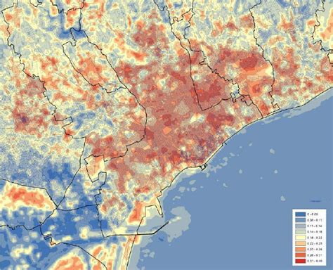 gis thematic map using kriging algorithm to display aot levels in the