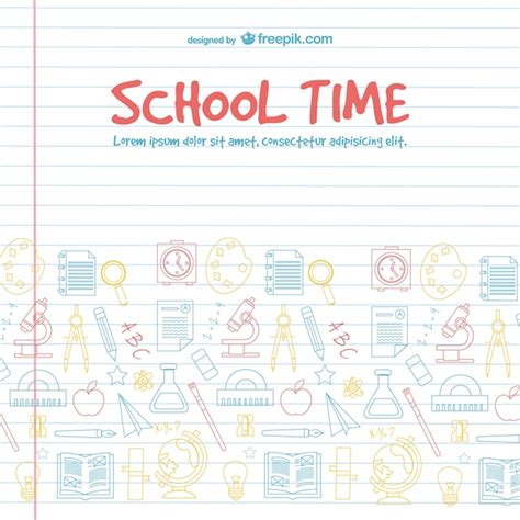 School Time Background With School Elements Free Vector