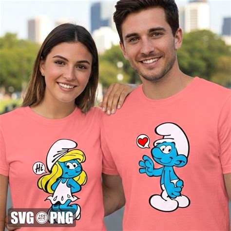 Smurf And Smurfette Svg Png Cartoon Couple Design Digital Download