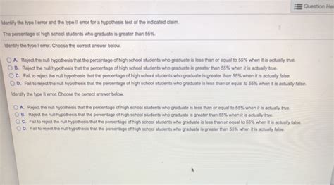 solved question hel identify the type l error and the type