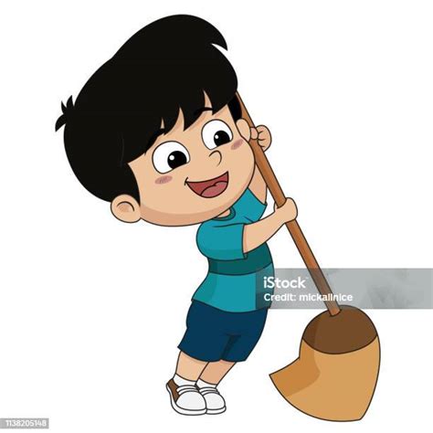 เด็กช่วยพ่อแม่กวาดบ้าน ภาพประกอบสต็อก ดาวน์โหลดรูปภาพตอนนี้ กวาด กิจกรรม การทำความสะอาด