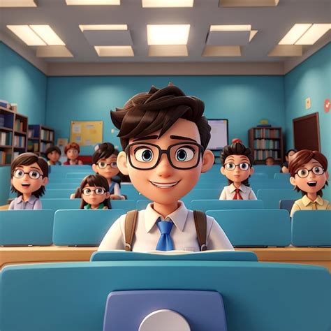 Virtual Classroom Adventures 3d Cartoon Edition Premium Ai Generated