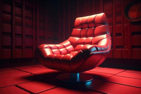 Premium Ai Image Futuristic Red Gaming Chair Illustration