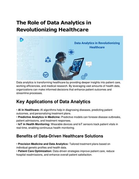 Ppt Role Of Data Analytics In Revolutionizing Healthcare Powerpoint