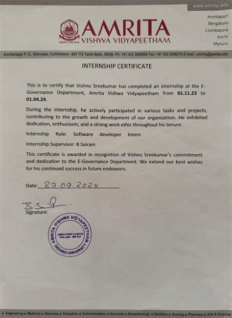 Softwareengineer Internship Vishnu Sreekumar