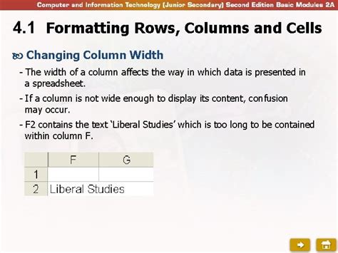 Formatting Rows Columns And Cells Changing