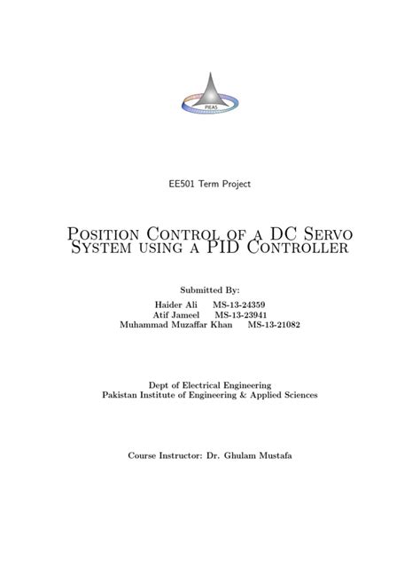 Position Control of A DC Servo Using A PID PDF | PDF | Control Theory ...