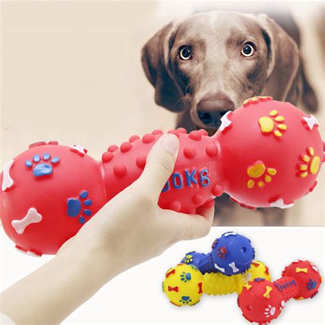 Pet Dumbbell Sound Toys Silicone Dog Toys Teeth Bite 13cm Dog Training