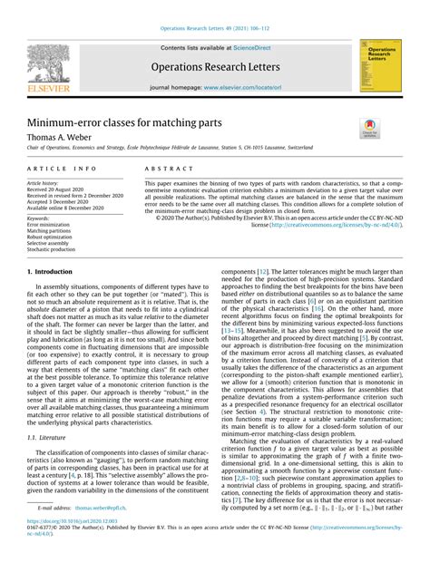 Pdf Minimum Error Classes For Matching Parts Pdf Minimum Error Classes For Matching Parts