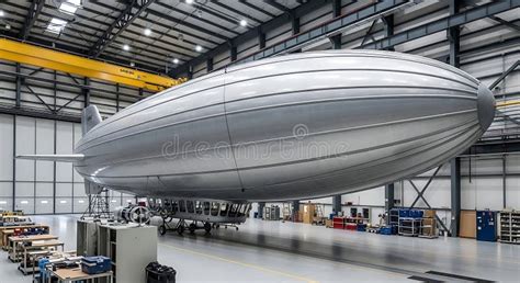 Modern Airship Structure Under Construction In A Spacious Industrial