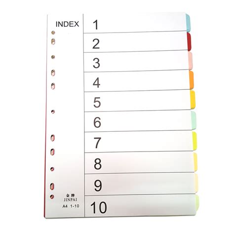 A4 10 Part Colour Index Paper Divider 5 Sets Vip Educational Supplies Pte Ltd