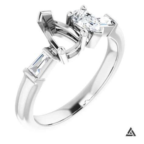 Modern Pear Shaped Diamond Engagement Ring Mounting Semi Set
