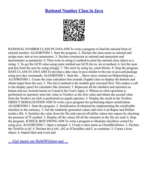 Rational Number Class In Java PDF