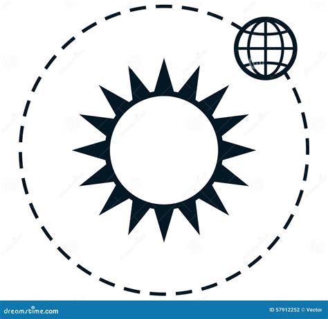 Vector Sun Earth Orbit Simple Vector Illustration Stock Vector