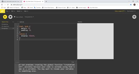 P Js Web Editor Gives The CreateElement Error When Simply Running The Default Template