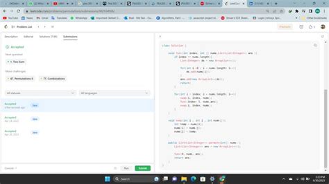 Md Faiz On Linkedin Day 21 Problem 1 Permutations Language Java Given An Array Nums Of
