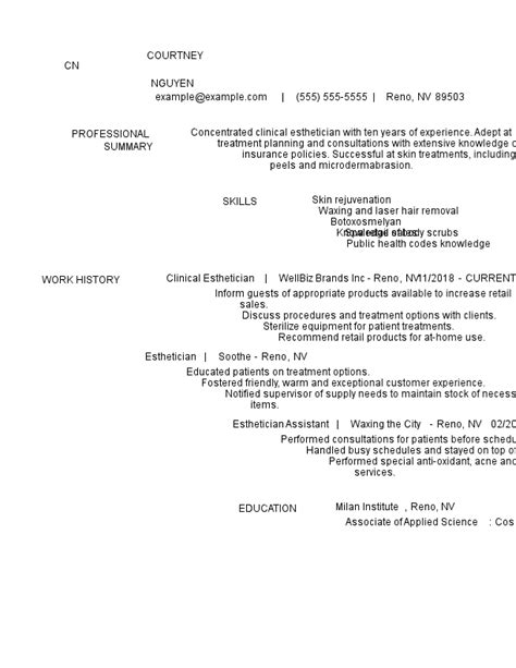 Great Esthetician Resume Templates For 2025