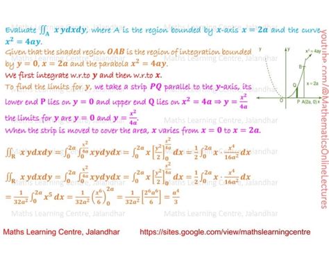 Advanced Mathematics Multiple Integrals Double Integrals In Cartesian