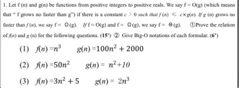 Solved Let F N And G N Be Functions From Positive Chegg