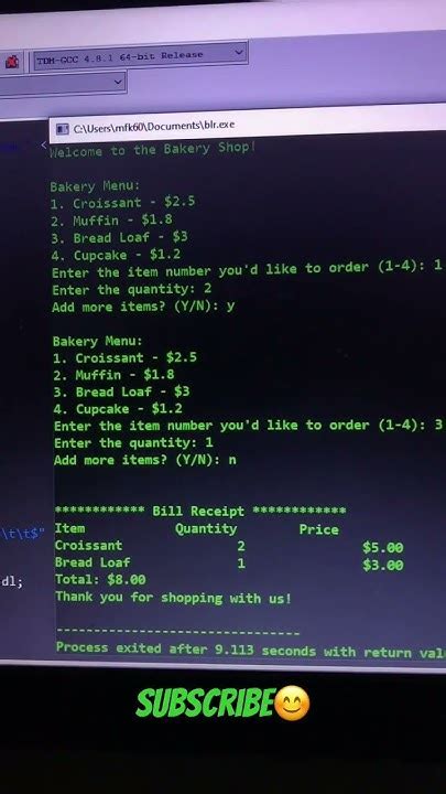 Bakery Receipt Ide Dev C Cppprogramming Youtube