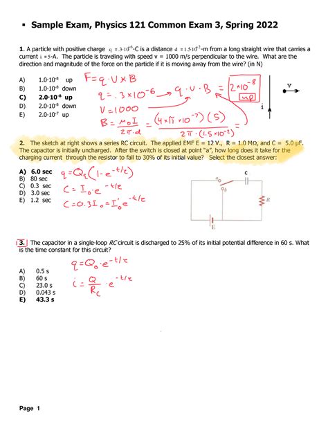 Phys121 Sample Exam Common Exam 3 Spring 2022 Sample Exam Physics 121 Common Exam 3 Spring