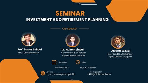 Investment And Retirement Planning Seminar On 4 3 23 By Dr Mukesh