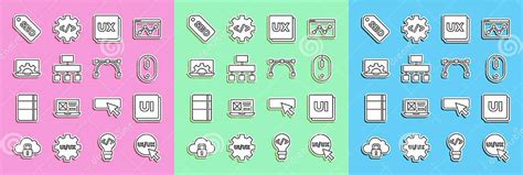 Set Line Ui Or Ux Design Computer Mouse Site Map Web Development