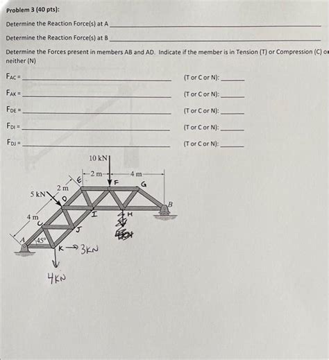 Solved Problem 3 40 Pts Determine The Reaction Force S
