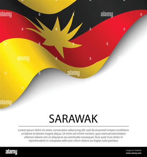Waving Flag Of Sarawak Is A State Of Malaysia On White Background