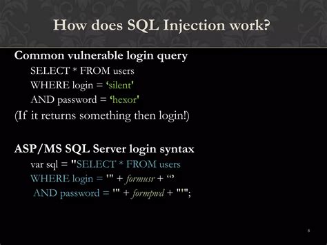 Sql Injections Basic Bypass Authentication Pptx