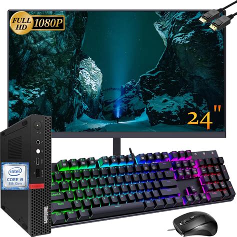 Amazon Com Lenovo Thinkcentre M Q Mini Desktop Pc With Inch Fhd Monitor Core I