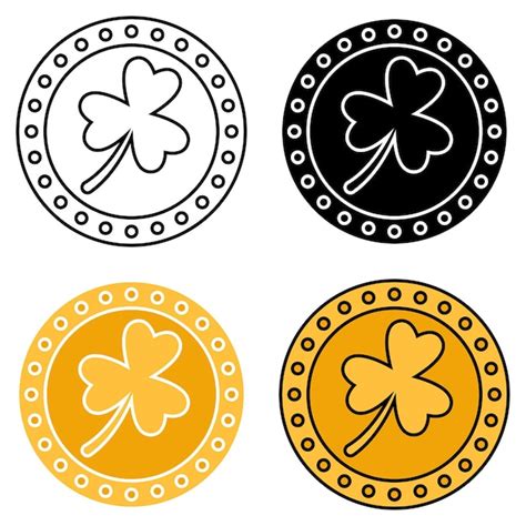 고립 된 플랫 스타일의 클로버 동전 프리미엄 벡터