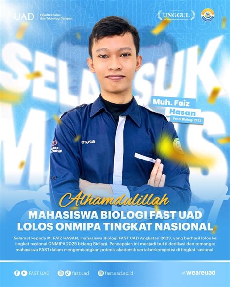 Mahasiswa Biologi Fast Uad Lolos Seleksi Onmipa 2025 Tingkat Nasional Fakultas Sains Dan