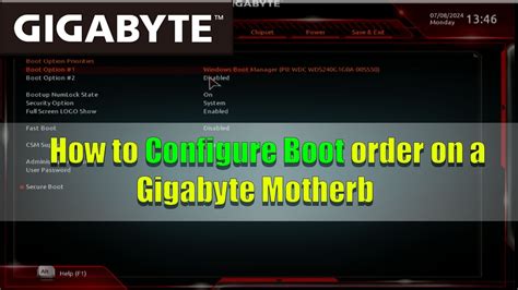 How To Configure Boot Order On A Gigabyte Motherboard Youtube