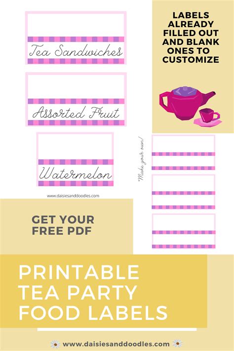 Printable Tea Party Food Labels