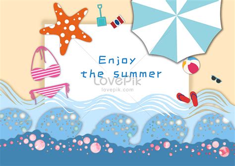 여름 해변 배경 일러스트 레이션 일러스트 무료 다운로드 Lovepik