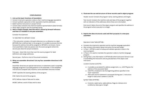 System Software Assignment 3 Mark Questions 1 List Out The Basic