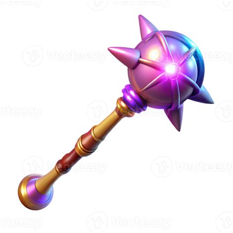 Serene Traditional Glowing Spiked Mace 3d Render Professional 56563091 Png