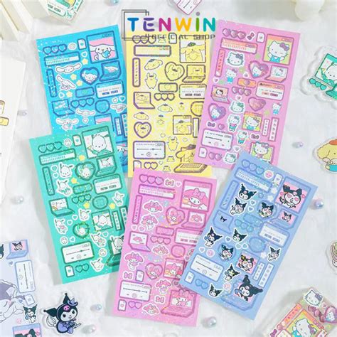 Sanrio Laser Sticker Sticker Aesthetic Design Diy Sticker Anti Air Botol Hp Laptop Lucu Buku