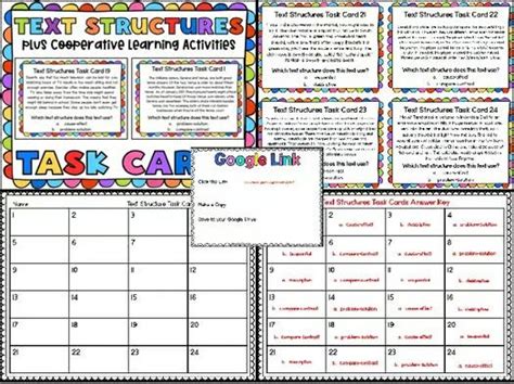 Text Structure Task Cards Print And Digital Cooperative Learning