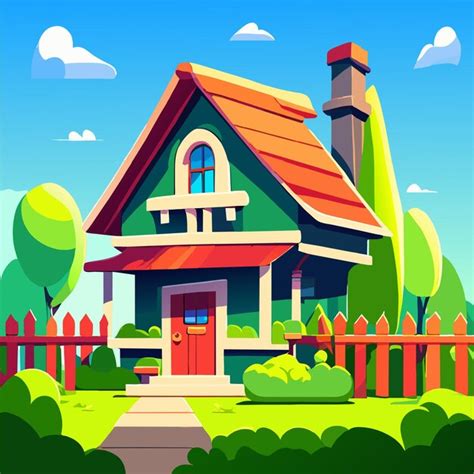 Real Estate House Building Property Hand Drawn Flat Stylish Cartoon