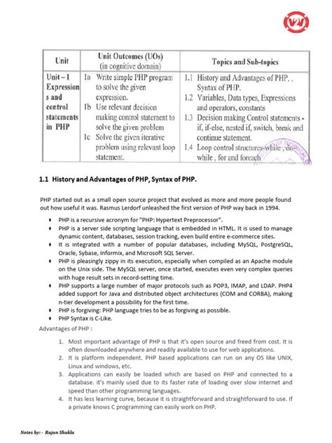 220245 Msbte 22619 Phpunit 1 Pdf Control Flow Php