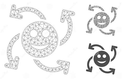 Smile Swirl Arrows Vector Mesh Wire Frame Model And Triangle Mosaic