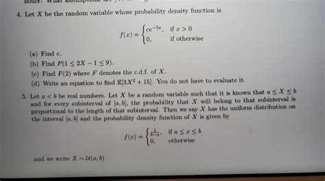 Solved Hous 4 Let X Be The Random Variable Whose